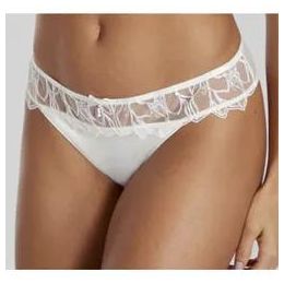 Tanga Lascana, Damen, Gr. 40/42, beige (champagne), Spitze, Obermaterial: 47% Polyamid, 47% Polyester, 6% Elasthan, Unterhosen Tanga, mit feiner Zierschleife und h&uuml;bschem Glitzeraccessoire