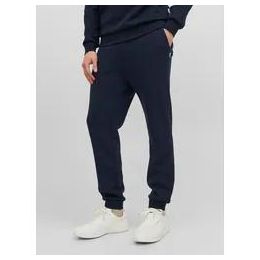 Jack & Jones Sweathose JACK & JONES "JPSTGORDON mit Kordelzug und Komfortbund", Herren, Gr. S, N-Gr, blau (navy blazer), angeraute Sweatware, Obermaterial: 61% Polyester, 39% Baumwolle, unifarben, normal kn&ouml;chellang, Hosen Sweathose, unifarben, modisch, regular fit, Sweatware