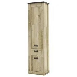 Mehrzweckschrank Home Affaire "SHERWOOD", braun (old style hell dekor), B:51cm H:201cm T:38cm, Schr&auml;nke, Garderobenschrank Mehrzweckschrank Stauraumschrank, in modernem Holz Dekor, mit Apothekergriffen aus Metall, H&ouml;he 201 cm