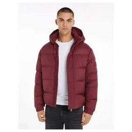 Steppjacke Tommy Hilfiger "MIX DOWN HOODED PUFFER JACKET", Herren, Gr. 3XL, rot (deep rouge), Web, Obermaterial: 100% Polyester. Futter: 100% Polyamid. Wattierung: 90% Daunen, 10% Federn, Jacken Steppjacke, mit abnehmbarer Kapuze