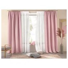 Vorhang OTTO HOME "Parry" Gr. 1, rosa (ros&eacute;), B:140cm H:145cm, Polyester, Recyceltes Material, Gardinen, 2-er Set, blickdicht, monochrom, basic, einfarbig, Bestseller
