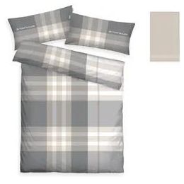 Bettw&auml;sche Tom Tailor HOME "Nick in Gr. 135x200 oder 155x220 cm", beige (sand), B/L: 135cm x 200cm, 1 Stk., 1 Stk., Biber, B/L: 80cm x 40cm, 3, Biber, Obermaterial: 100% Baumwolle, Bettw&auml;sche, Bettw&auml;sche, mit Gratiszugabe G&auml;stehandtuch