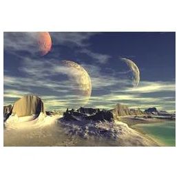 Fototapete papermoon "PLANETEN-FUTURISTISCH WELTRAUM MOND GALAXIE UNIVERSUM", bunt, B:5m L:2,8m, Vlies, Tapeten