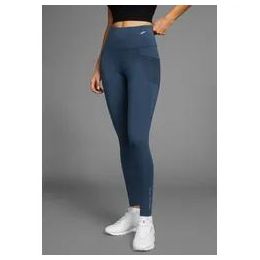 Funktionshose FAYN SPORTS "Push-up Lauf-Tights", Damen, Gr. 38, N-Gr, blau (marine), Interlock, Obermaterial: 77% Polyester, 23% Elasthan, clean, unifarben, schmal 7/8-L&auml;nge, Hosen Funktionshose, mit Taschen