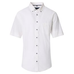Kurzarmhemd Casamoda "Casamoda Leinenhemd Kurzarm uni", Herren, Gr. XXL, Normalgr&ouml;&szlig;en, wei&szlig;, 55% Leinen, 45% Baumwolle, unifarben, l&auml;ssig geschnitten, Hemden