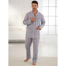 King&acute;S Club Schlafanzug KINGS CLUB, Herren, Gr. 60/62, rot (grau, rot, gestreift), 100% Baumwolle, Homewear-Sets Schlafanzug