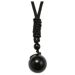 Kette mit Anh&auml;nger Firetti "Schmuck Geschenk Halsschmuck Halskette Kugel", schwarz (schwarz, schwarz), Halsketten, Damen, Acryl Nylon, L: 66 B: 3mm, Acryl, Nylon, Made in Germany - mit Obsidian, B:3mm