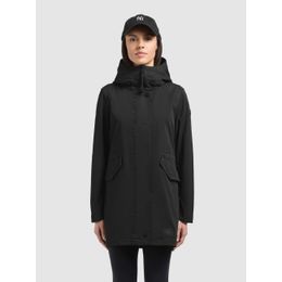 Kurzmantel Khujo "NIKA", Damen, Gr. XS, schwarz, Twill, 100% Baumwolle, unifarben, regular fit h&uuml;ftlang, eingesetzt abgesteppte Kante, M&auml;ntel Kurzmantel