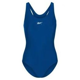 Badeanzug Reebok "Adelia", Damen, Gr. M, N-Gr, blau (humble blau), Obermaterial: 80% Polyamid, 20% Elasthan. Futter: 100% Polyester, bedruckt, unifarben, Badeanz&uuml;ge Badeanzug, Racer-Back Cut Out, sportlich, schlicht, bequem, Logo vorne