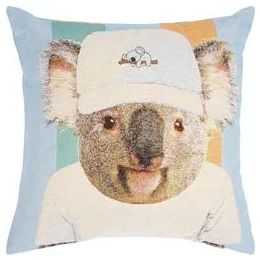 Dekokissen Pad "VAZZA", blau (koala), B:45cm L:45cm, Obermaterial: 50% Baumwolle, 45% Polyester, 5% Polyacryl, Dekokissen_Sitzkissen_Kissenh&uuml;llen, Made in Europe, Kissenh&uuml;lle ohne F&uuml;llung, 1 St&uuml;ck