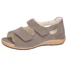 Waldl&auml;ufer Sandale WALDL&Auml;UFER "K-Heliett", Damen, Gr. 8,5 (42,5), grau (taupe), Nubukleder, Schuhe Sandale, Sommerschuh, Sandalette, Keilabsatz, in Komfortweite K (= extraweit)