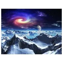 Fototapete papermoon "PLANETEN-FUTURISTISCH WELTRAUM MOON GALAXIE UNIVERSUM", bunt, B:4m L:2,6m, Vlies, Tapeten