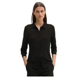 Marc O'Polo Blusenshirt MARC O'POLO "aus LENZINGTM ECOVEROTM", Damen, Gr. XXS, schwarz, Obermaterial: 94% Viskose, 6% Elasthan, unifarben, regular fit, B&uuml;ndchen, Shirts Blusenshirt