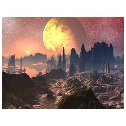 Fototapete papermoon "PLANETEN-FUTURISTISCH WELTRAUM MOND GALAXIE UNIVERSUM", bunt, B:5m L:2,8m, Vlies, Tapeten