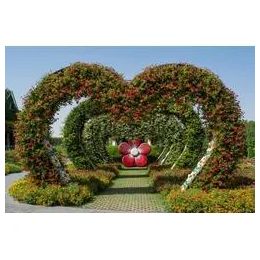 Fototapete papermoon "BLUMEN GARTEN-NATUR ROSEN BLUME PFLANZEN B&Auml;UME DEKO XXL", bunt, B:3,5m L:2,6m, Vlies, Tapeten