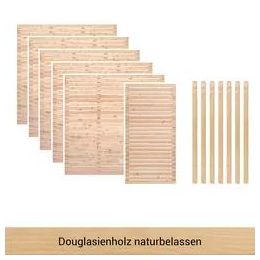 Zaun Bm Massivholz "Kurt Set 5.1", beige (ohne), H:180cm, Holzwerkstoff, Zaunelemente, 5 Elemente 180 x 180cm, 1 Element 90x180cm, 7 Pfosten, L&auml;nge 190cm