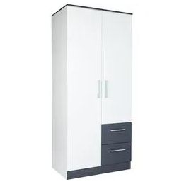 Kleiderschrank Home Affaire, schwarz-wei&szlig; (wei&szlig;, anthrazit), B:90cm H:201cm T:54cm, Hartfaserplatte, Holzwerkstoff, Kunststoff, Schr&auml;nke, Kleiderschrank