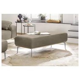 Polsterhocker W.Schillig "run", beige (ecru w82), B:150cm H:46cm T:60cm, Flachgewebe W82 Q2 (74% Polyacryl, 26% Polyester), Hocker, Polsterhocker, mit elegantem Holzsockel, F&uuml;&szlig;e in Silber matt, Breite 150 cm