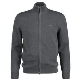 Sweatshirt Gant "Strickjacke CASUAL COTTON ZIP CARDIGAN", Herren, Gr. L, grau, Obermaterial: 100% Baumwolle CO., Sweatshirts Sweatshirt