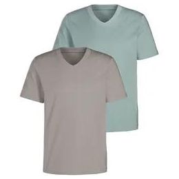 T-Shirt Kangaroos "Regular Fit", Damen, Gr. M (48/50), gr&uuml;n (stein, mint), Jersey, Obermaterial: 100% Baumwolle, unifarben, Basic, regular fit normal, V-Ausschnitt, abgesteppte Kante, Shirts T-Shirt, Freizeitshirt mit Kurzarm, V-Ausschnitt aus reine Baumwolle