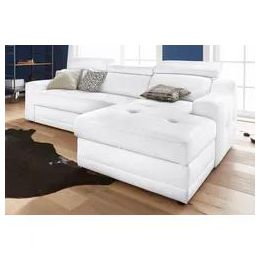 Ecksofa exxpo - SOFA FASHION "Lotos, bequem und funktionell, Federkern, Breite 242cm, L-Form", wei&szlig; (altwei&szlig;), B:242cm H:92cm T:98cm, NaturLEDER (echtes Rindsleder) in Sitz und R&uuml;cken. Korpus in passendem Kunstleder SOFTLUX bezogen;Luxus-Kunstleder, Sofas, Ecksofa, mit Kopf- bzw. R&uuml;ckenverstellung, wahlweise mit Bettfunktion
