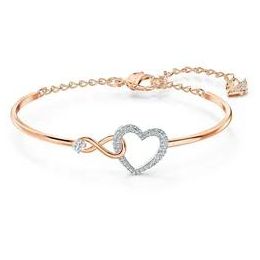 Armreif Swarovski "Herz/Unendlichkeitsschleife" Gr. M, wei&szlig; (metallfarben, ros&eacute;goldfarben, kristallwei&szlig;, kristallwei&szlig;), Armb&auml;nder, Damen, M, Metall, Armreif, mit Swarovski Kristall