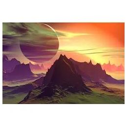 Fototapete papermoon "PLANETEN-FUTURISTISCH WELTRAUM MOND GALAXIE UNIVERSUM", bunt, B:4,5m L:2,8m, Vlies, Tapeten