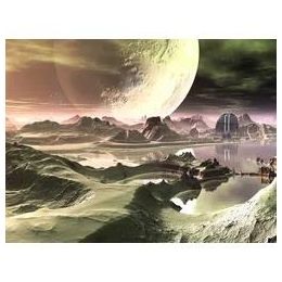Fototapete papermoon "PLANETEN-FUTURISTISCH WELTRAUM MOND GALAXIE UNIVERSUM", bunt, B:3,5m L:2,6m, Vlies, Tapeten