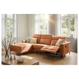 Ecksofa OTTO HOME "LUND, L-Form, 261cm, man. o. elektr. Relaxfunktion (mit USB-A)", braun (cognac), B:261cm H:97cm T:179cm, Echtleder 100% Echtleder;Kunstleder 100% Polyurethan, Sofas, Ecksofa, und Kopfteilverstellung