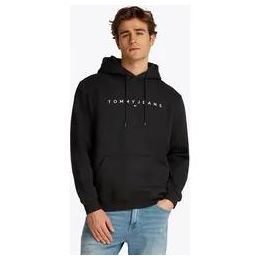 Tommy Hilfiger Hoodie TOMMY JEANS "TJM REG LINEAR LOGO HOODIE EXT", Herren, Gr. M, schwarz, Sweatware, Obermaterial: 80% Baumwolle, 20% Polyester, regular fit h&uuml;ftlang, Rundhals, eingesetzt B&uuml;ndchen, Sweatshirts Hoodie, mit Logo-Stickerei