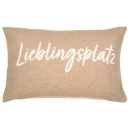 Dekokissen Pad "SNUG", braun (taupe, schriftzug unifarben), B:60cm L:35cm, Obermaterial: 65% Baumwolle, 35% Polyacryl, Dekokissen_Sitzkissen_Kissenh&uuml;llen, Made in Europe, Kissenbezug ohne F&uuml;llung, 1 St&uuml;ck, 35x60 & 45x45 cm