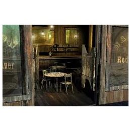 Fototapete papermoon "SALOON-WILD WEST NOSTALGIE RETRO VINTAGE BAR COWBOY XXL", bunt, B:4,5m L:2,8m, Vlies, Tapeten