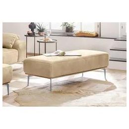 Polsterhocker W.Schillig "run", beige (sahara s37), B:150cm H:46cm T:60cm, Stoff S37 (100% Polyester);ROHLEDER Chenille-Flachgewebe Q2 W77 (68% Polyacryl, 32% Polyester);Stoff S37 (100% Polyester), Hocker, Polsterhocker, mit elegantem Holzsockel, F&uuml;&szlig;e in Silber matt, Breite 150 cm