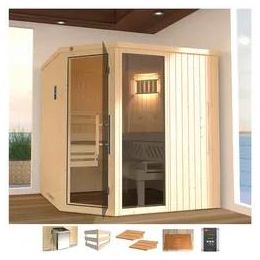 Sauna Weka "Varberg 3", beige (natur), Bio-Ofen, externe Steuerung, 7,5 kW, Saunen, 7,5 kW Bio-Ofen mit ext. Steuerung