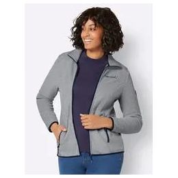 Fleecejacke Casual Looks, Damen, Gr. 38, grau (grau, meliert), 100% Polyester, unifarben, Jacken Fleecejacke