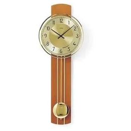 Pendelwanduhr AMS "W7115/9", gold (kirschbaumfarben, goldfarben), Wanduhren, B/H/L: 60cm x 22cm, Quarzuhr,Holzgeh&auml;use,Esszimmer,Wohnzimmer