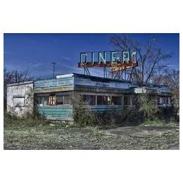 Fototapete papermoon "VINTAGE DINER-ROUTE 66 VERLASSENER ORT RETRO AMERIKA", bunt, B:5m L:2,8m, Vlies, Tapeten