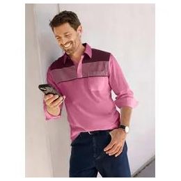 Poloshirt Catamaran "Langarm-Poloshirt", Herren, Gr. 56/58, rot (rosenholz), 100% Baumwolle, gemustert, gestreift, mehrfarbig, Shirts