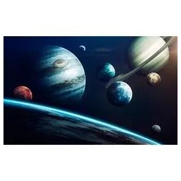 Fototapete papermoon "PLANETEN SATURN ERDE MOND WELTALL SPACE", bunt, B:3,5m L:2,6m, Vlies, Tapeten