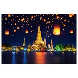 Fototapete papermoon "WAT ARUN-TEMPEL DER MORGENR&Ouml;TE BANGKOK THAILAND LATERNE", bunt, B:4,5m L:2,8m, Vlies, Tapeten
