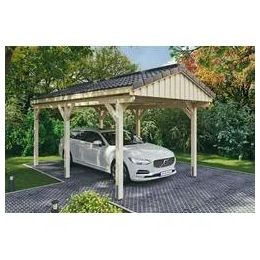 Skan Holz Einzelcarport SKANHOLZ "Fichtelberg", beige (natur), B/H/T: 273cm x, Carports, mit Dachlattung
