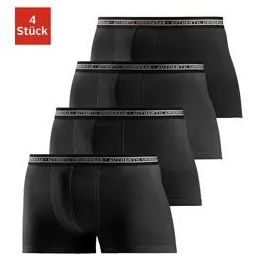Boxer AUTHENTIC UNDERWEAR "Boxershorts f&uuml;r Herren", Herren, Gr. 9 (XXXL), 4 Stk., schwarz, Jersey, Obermaterial: 95% Baumwolle, 5% Elasthan, unifarben, Unterhosen, schwarzer Webbund mit Logoschriftzug, Topseller