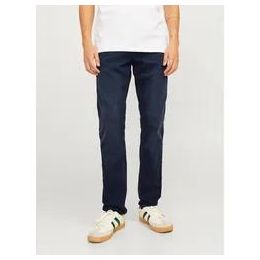 Jack & Jones Slim-fit-Jeans JACK & JONES "JJIGLENN mit Used-Look und Stretchkomfort", Herren, Gr. 34, L&auml;nge 34, blau (blau denim), Denim/Jeans, Obermaterial: 76% Baumwolle, 22% Polyester, 2% Elasthan, Abriebeffekte, slim fit lang, Jeans Slim-fit-Jeans, Abriebeffekte, modisch, slim fit, Baumwollmischung