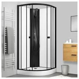 Komplettdusche MARWELL "Prime Style", schwarz, B:85cm H:197cm T:85cm, Duschkabinen, Fertigdusche inkl. Acrylwanne und Armatur