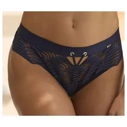 String Lascana "Marla", Damen, Gr. 36/38, blau (dunkelblau), Spitze, Obermaterial: 91% Polyamid, 9% Elasthan, k&ouml;rpernah, Unterhosen String, aus Spitze mit modischer B&auml;nder-Optik