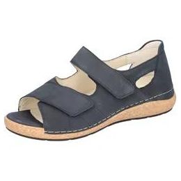 Waldl&auml;ufer Sandale WALDL&Auml;UFER "K-Heliett", Damen, Gr. 6,5, blau (dunkelblau), Nubukleder, unifarben, Schuhe Sandale, Sommerschuh, Sandalette, Keilabsatz, in Komfortweite K (= extraweit)