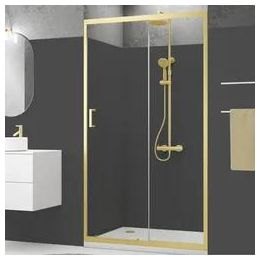 Walk-in-Dusche MARWELL "Golden Stage", gold, H:200cm T:120cm, Duschw&auml;nde, Schiebet&uuml;r mit &Ouml;ffnungsbreite 49 cm, goldene Aluminiumprofile