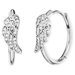 Paar Creolen Engelsrufer "Fl&uuml;gel", silber (silberfarben, kristallwei&szlig;, kristallwei&szlig;), Ohrringe, Damen, 16mm, Silber 925 (Sterlingsilber), Made in Germany - mit Zirkonia (synth.)