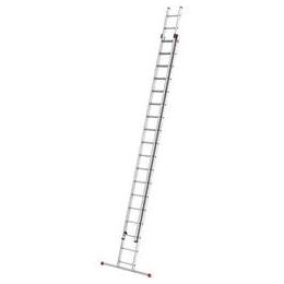 Anlegeleiter Hailo "S80 ProfiStep duo", grau (aluminiumfarben), B:41cm H:512cm L:16cm, Aluminium, Leitern, Aluminium-Schiebeleiter 2-teilig 2x18 Sprossen