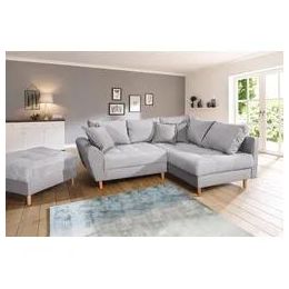 Ecksofa Home Affaire "Rice L-Form, B: 223 cm - OTTO. Verl&auml;ssliche Qualit&auml;t.", grau, B:223cm H:47cm T:184cm, Luxus-Microfaser (100% Polyester);Struktur fein (100% Polyester);Microfaser PRIMABELLE (100% Polyester);Samtoptik (100% Polyester), Sofas, Ecksofa, Set: Sofa & Hocker, 3 Zierkissen, Federkern